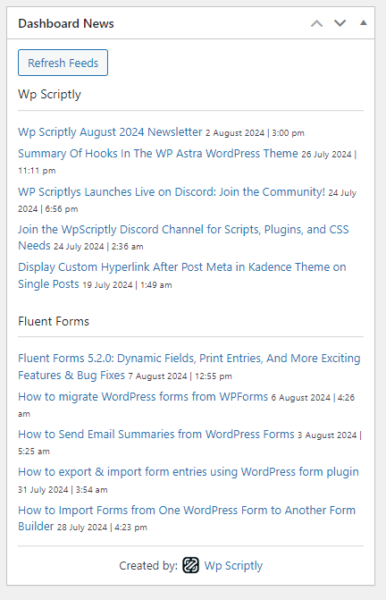Dashboard News: Customizable RSS Feed Widget for WordPress